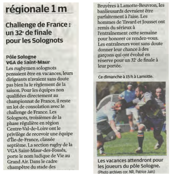 Séniors : 32ème Challenge de France R1