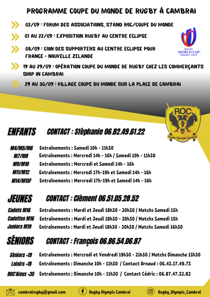 Les infos pour la saison à venir