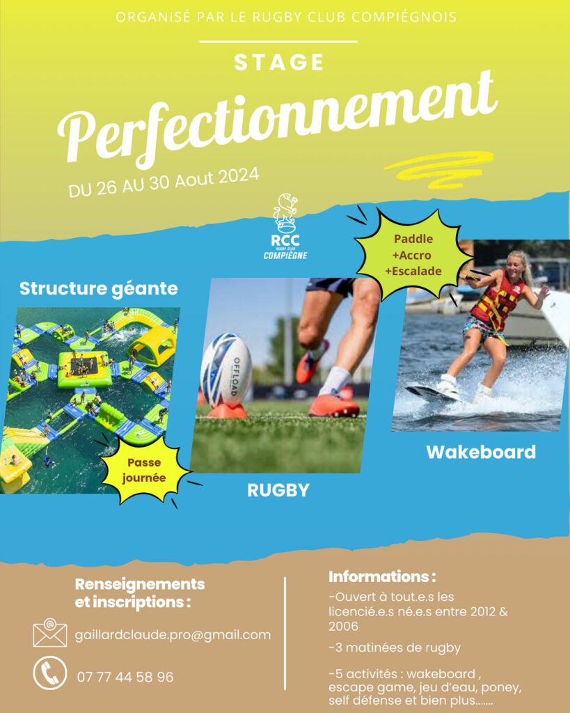 STAGE PERFECTIONNEMENT DU 26 AU 30 AOUT 2024
