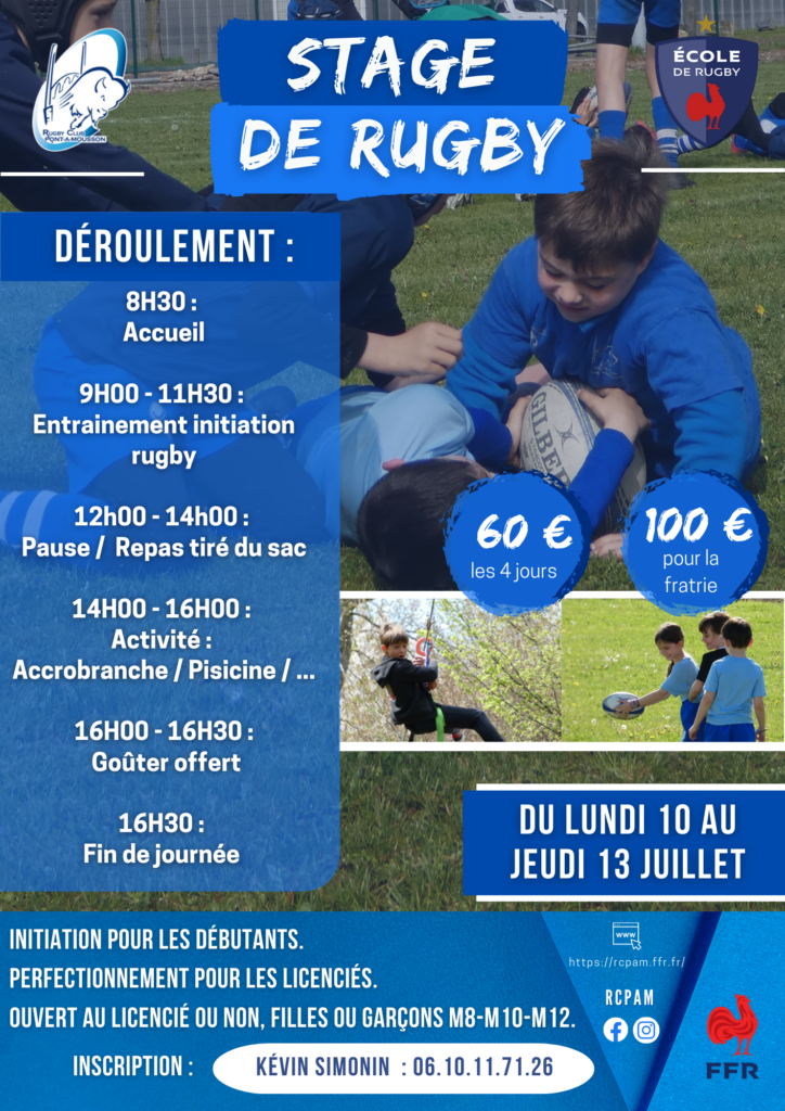 Stage Rugby au mois de juillet