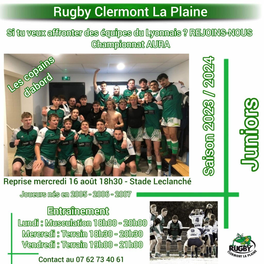 M19A Rugby Clermont La Plaine : tu veux jouer dans un championnat ...