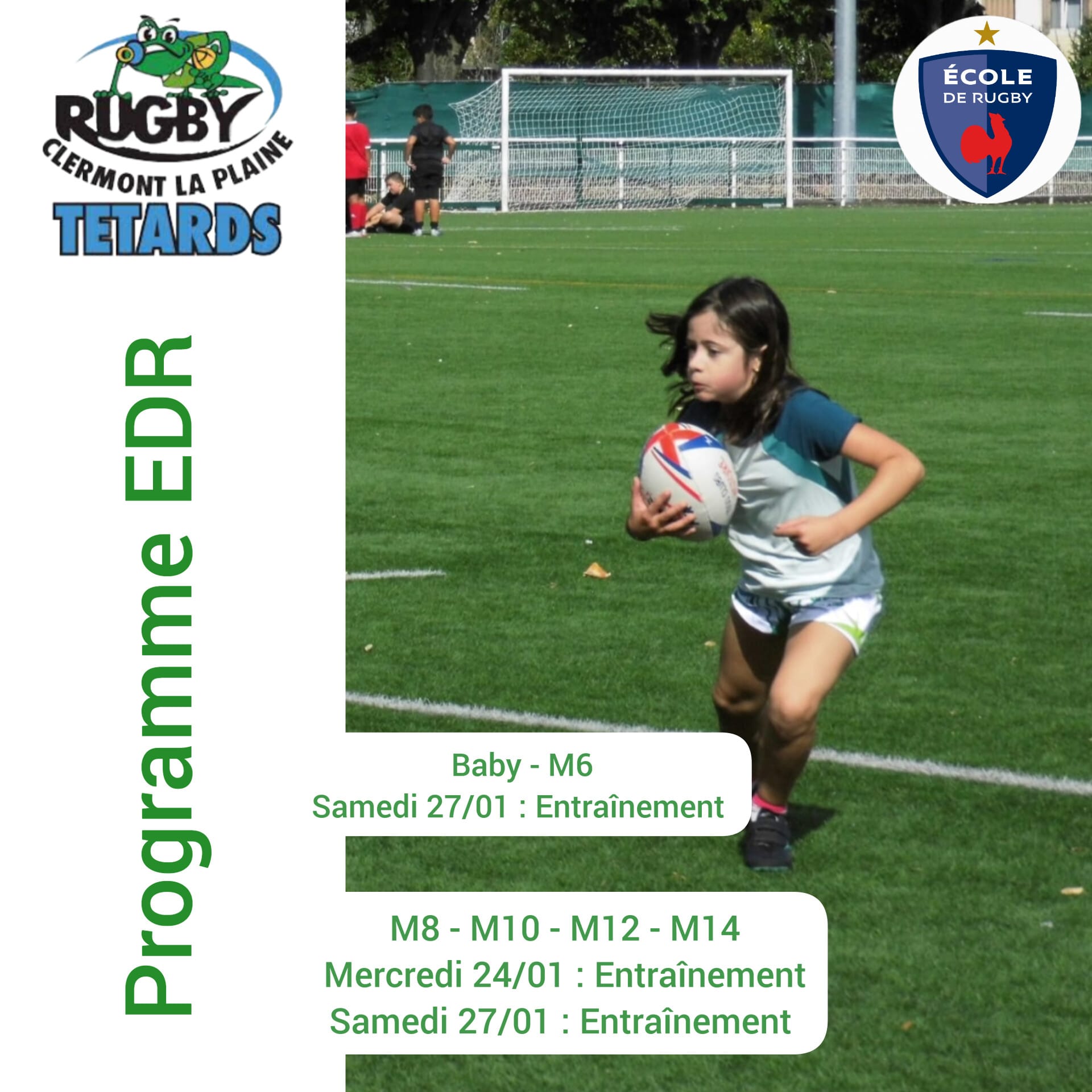 Programme – Calendrier des écoles de rugby – semaine du 24 et 27 janvier 2024, en attendant les ...
