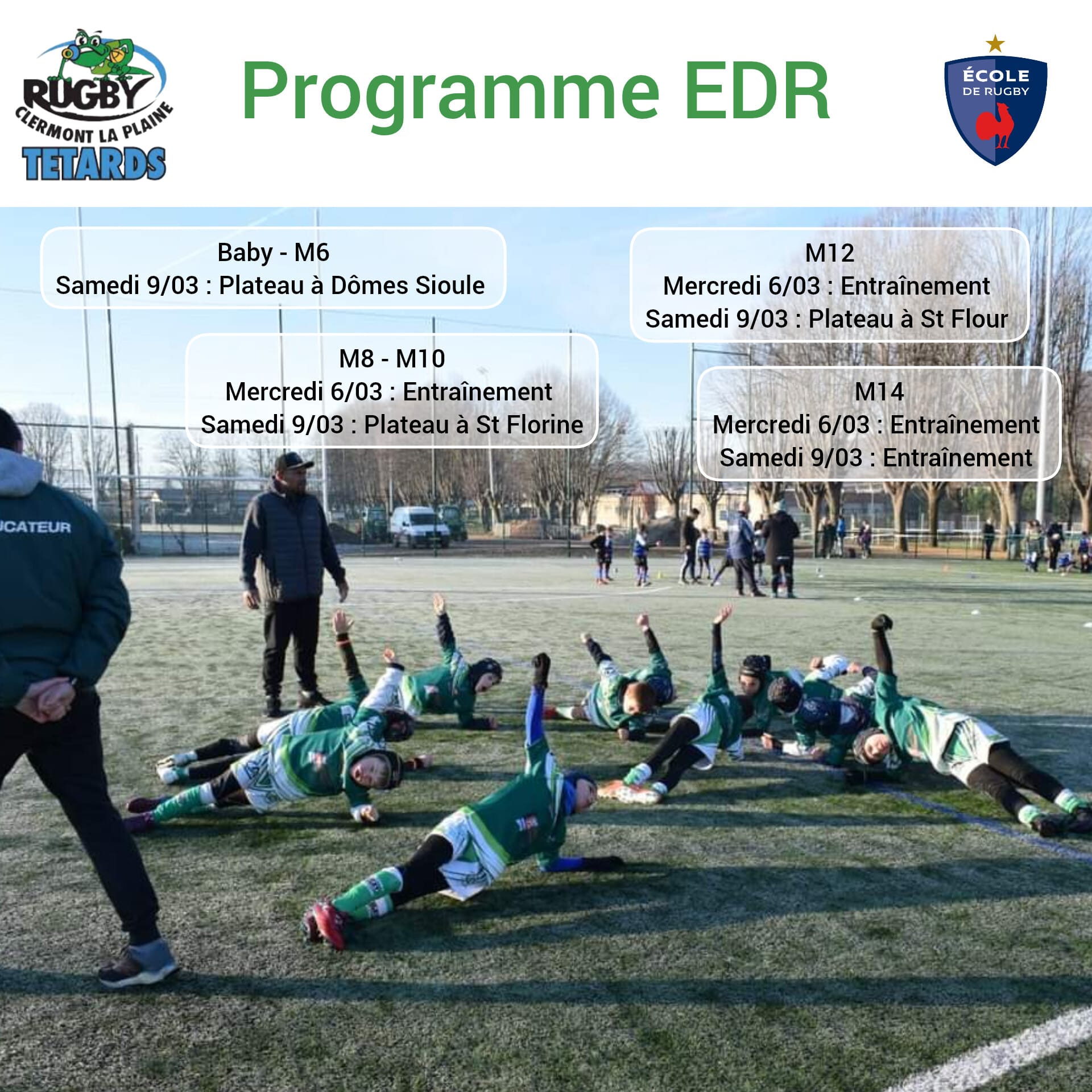 C’est la reprise ! Calendrier des écoles de rugby – semaine du 04 au 09 ...